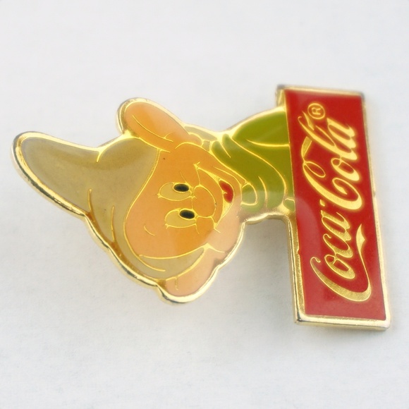 Disney | Jewelry | Vintage Disney Cocacola Dopey Enamel Pin | Poshmark